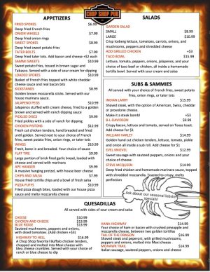 Menu - CHOP SHOP PUB
